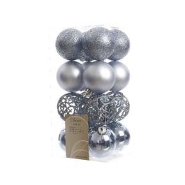 16 x 6cm Ice Blue Assorted Baubles