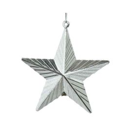 Hanging Silver Star with White Glitter