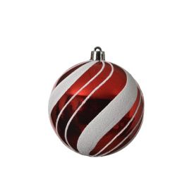 Red/White Stripe Bauble - 8cm